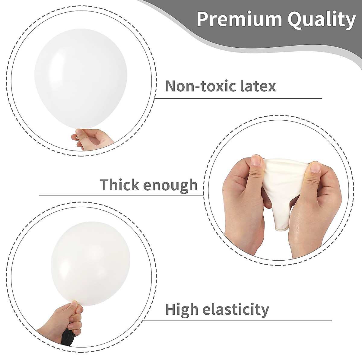 RUBFAC White Balloons Different Sizes 105pcs 5/10/12/18 Inch for Garland Arch, Party Latex Balloons for Happy New Year Decorations 2024 Birthday Party Wedding Anniversary Baby Shower Party Decoration