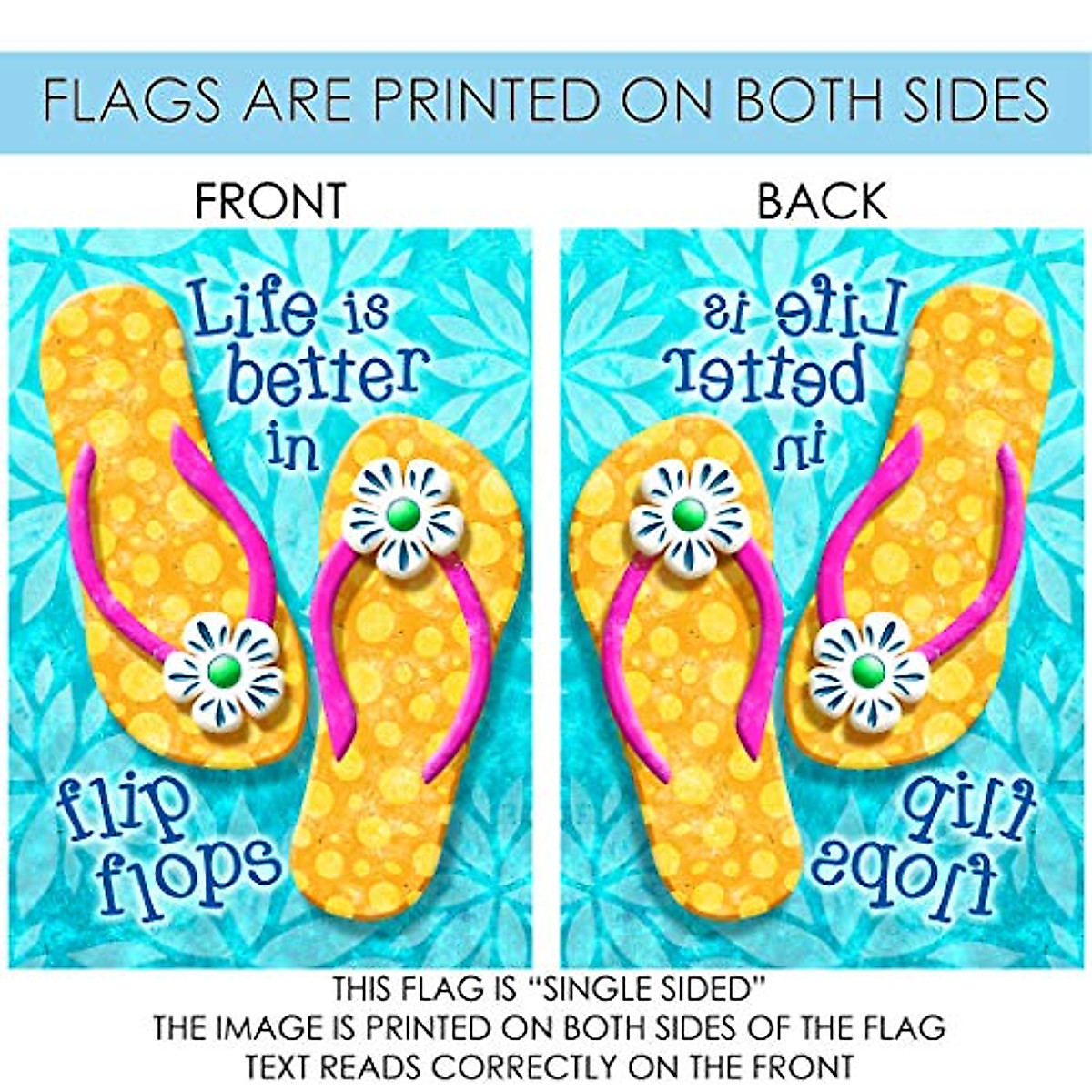 Toland Home Garden 1112096 Flip Flop Life Summer Flag 12x18 Inch Double Sided for Outdoor Beach House Yard Decoration