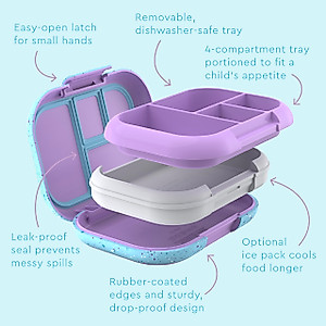 Bentgo Kids Chill Leak-Proof Lunch Box - Included Reusable Ice Pack Keeps Food Cold; 4-Compt. Bento Box; Microwave/Dishwasher Safe; 2 Year Manufacturer's Warranty (Confetti Edition - Vivid Orchid)