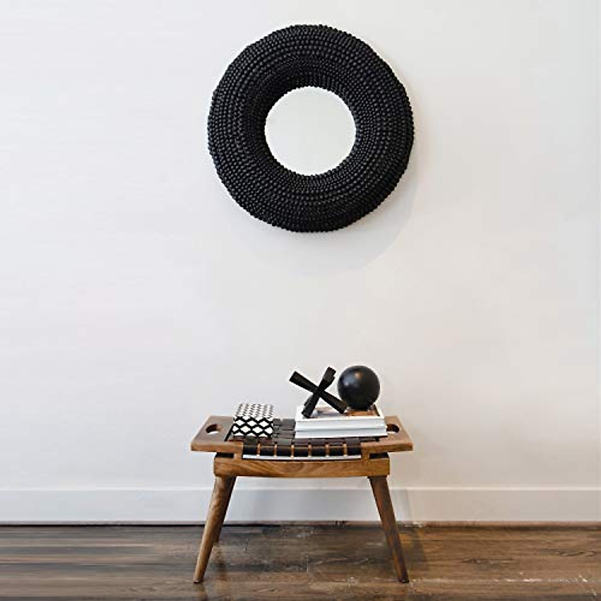 Creative Co-Op Resin & MDF Lid & Pattern Inlay, Black & White Storage Box