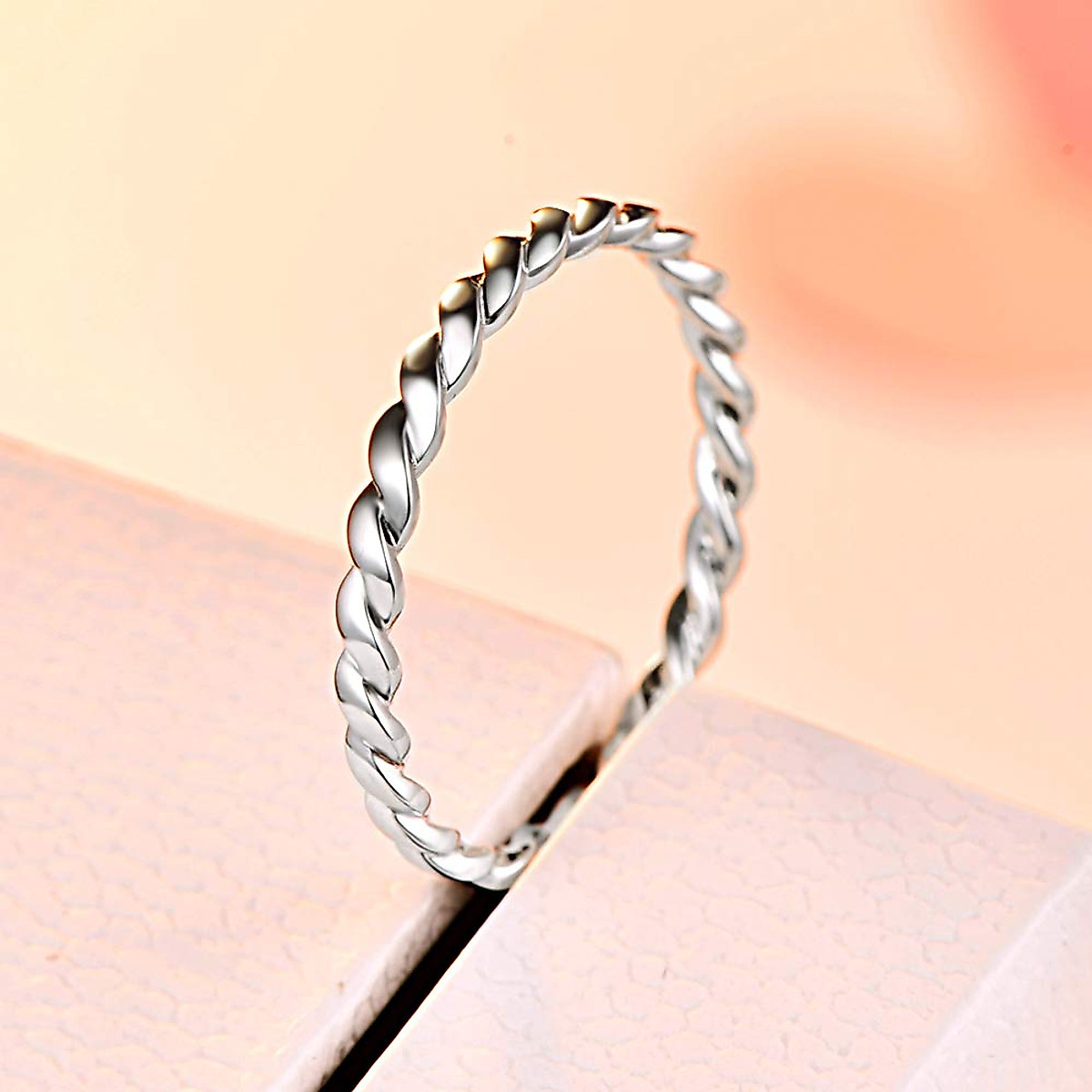 AVECON Women's Stackable Celtic Kont Wedding Ring, 925 Sterling Silver Inifinity Promise Ring for Her size 10