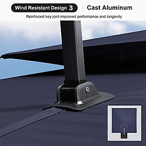 PURPLE LEAF 10FT Cantilever Outdoor Umbrellas Large Patio Umbrella Hanging Double Top Square Offset Umbrella with 360°Rotation Tilting Umbrella Outdoor Patio, Navy Blue