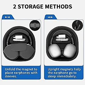 Smart Case for Apple AirPods Max Supports Sleep Mode, Hard Organizer Portable Carry Travel Cover Storage Bag (Black)