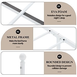 LoVinson Full Size Bed Frame，Metal Platform Bed Frame with Headboard, Butterfly Pattern Design Headboard & Footboard, Strong Metal Slat Support, Easy Assemble, No Box Spring Needed, Noise Free, White