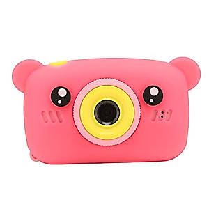 Kids Cartoon Camera, Front and Rear Dual Cameras Kids Camera Eco Friendly Multiple Fun Photo Frames ABS for Outdoor for 3‑10 Years Old Kids (Pink)