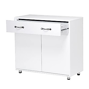 Recaceik Kitchen Buffet Storage Cabinet, Sideboard Cabinet with 2 Doors & 1 Large Drawers Modern Simple Wood Buffets & Sideboards for Dining Room Kitchen Entryway Console Side Tables (White)