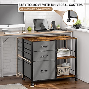 Raybee 3 Drawer File Cabinets Filing Cabinets for Home Office Mobile Lateral Office File Cabinet Rolling Printer Stand Fits for A4 Letter, Legal Size,26.6" H x 29.7" W x 16.9" D