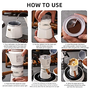 Bincoo 120ML/2 Cup Stovetop Espresso Maker Double Valve Moka Pot with Thermostat Extractor,Italian Espresso Moka Pot with Powder Dispenser and Filter Paper for Home(Black)