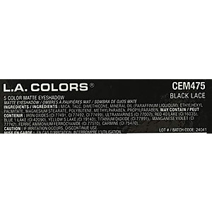 L.A. COLORS 5 Color Matte Eyeshadow, Black Lace, 0.08 Oz