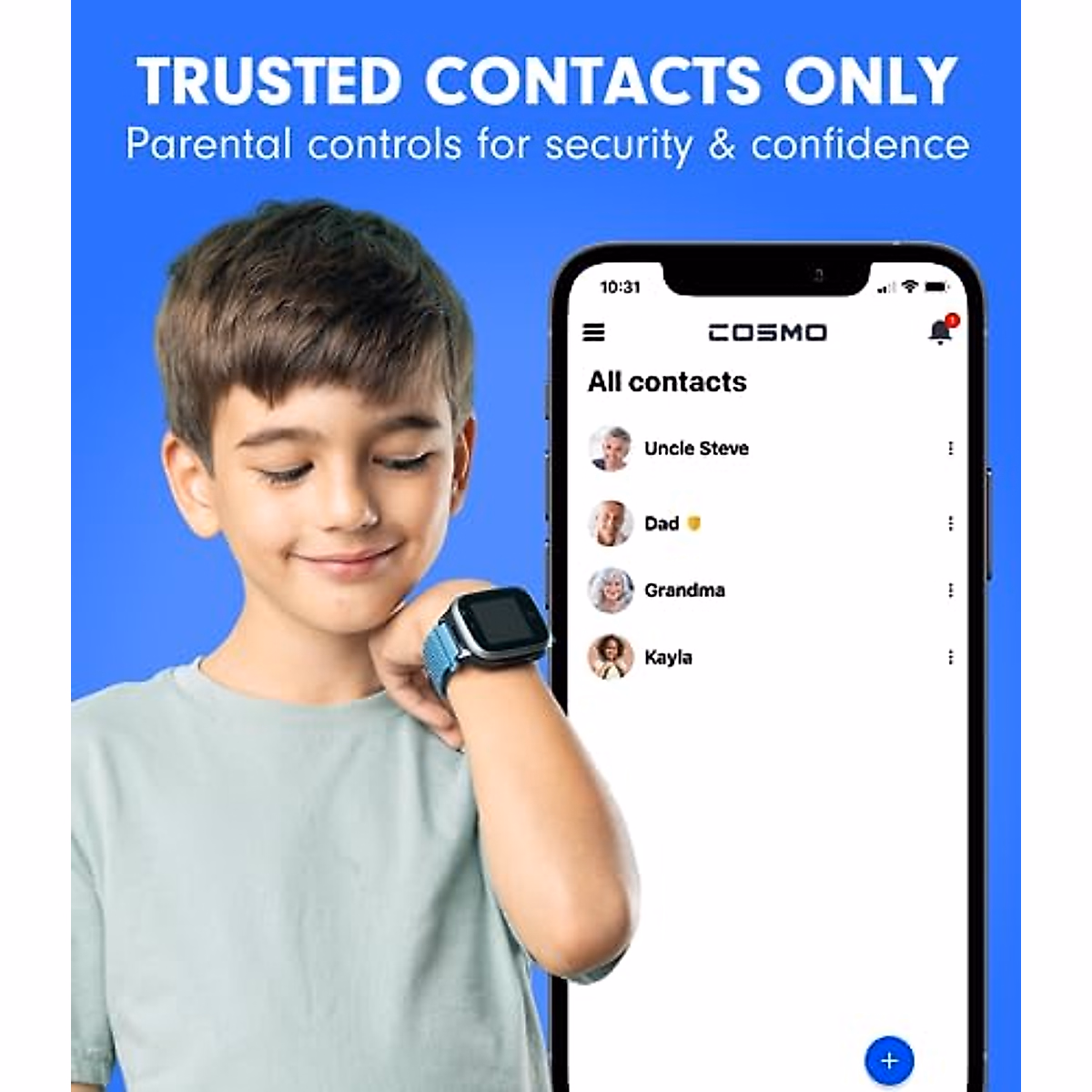 JrTrack 2 SE Smart Watch for Kids by Cosmo | 4G Phone Calling & Text Messaging | SIM Card & Flexible Data Plans | GPS Tracker Watch for Kids | Children’s Smartphone Alternative (Blue)