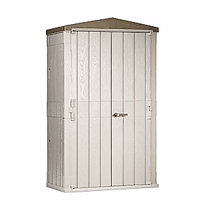 Toomax High Storer Plus Tool Shed 1.670L, Dim. cm 130x75.6x218.4h, Taupe/Brown