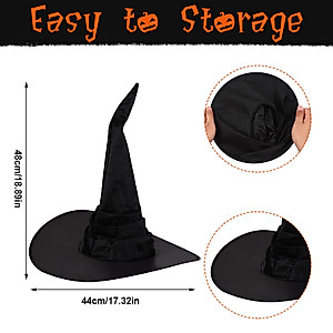 3 Pcs Kids Witch Halloween Cosplay Costume Includes Hooded Long Cloak Large Ruched Halloween Witch Hat Witch Broomstick(Retro)