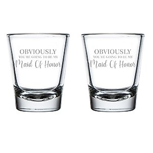 MIP Brand Set of 2 Shot Glasses 1.75oz Shot Glass Bridal Party Maid Of Honor Proposal Script