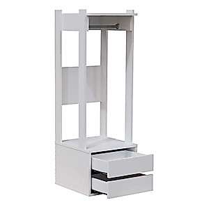 Kings Brand Furniture – Corry Open Wardrobe Armoire Closet with 2-Drawers, White