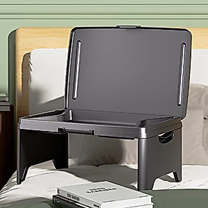 Portable Folding Lap Desk, Laptop Desk Travel Bed Table Tray, Breakfast Table, Writing Bed Table, Serving Tray with Large Storage Activity Tray Cushion Reading for Bed Couch Sofa Floor Adults