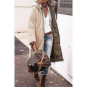 PRETTYGARDEN Women's 2023 Fall Fashion Coats Casual Loose Fleece Long Hooded Jackets Outerwear (Light Army Green,Small)