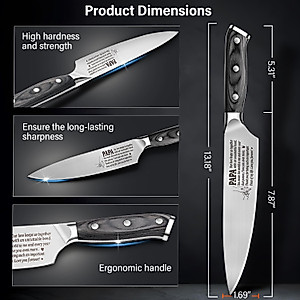 Papa Grandpa Christmas Birthday Gifts -Grandfather Papa Gifts from Grandkids -Best Papa Ever Gifts -Fathers Day Papa Gifts for Granddad Grandpa Grandfather, 8-inch Kitchen Knife Gifts for Papa