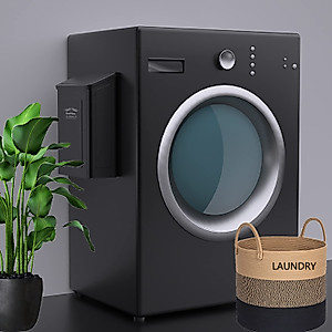 ELITAPRO Lint Holder Bin for Laundry Room - Farmhouse Magnetic Lint Bin with Lid - Wall Mounted Laundry Trash Can for Dryer, Washer - Laundry Room Organization and Storage - Hanging Lint Box (Black)