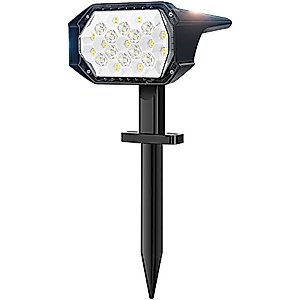 Solar Light Outdoor - Solar Powered Spot Light with 32 LEDs, 3 Modes Solar Landscape Light, Warm/Cold White 2-in-1 IP67 Waterproof Pathway Lights, Auto ON/OFF Wall Light for Garden Yard Driveway