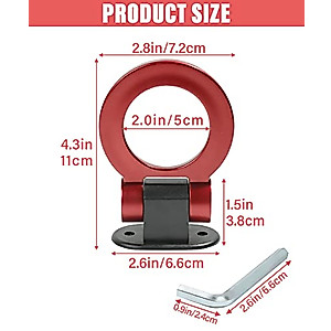 ESEWALAS Car Tow Hook Car Sticker,Tow Hook Kit Car Decorations Sticker,Ring Track Racing Style Decorative Trailer Tow Hook,Bumper Trailer Sticker (ONLY Decoration) (Red)