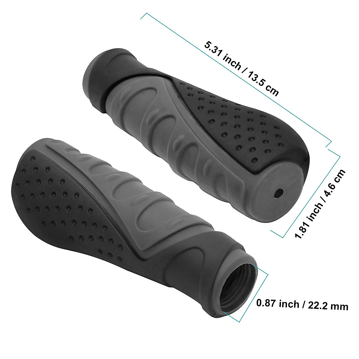 TRELC Antislip Bicycle Handlebars Grips Protector For Bicycle/ Mountain Bike/ Road Bike/ Folding Bike (Black+Grey)