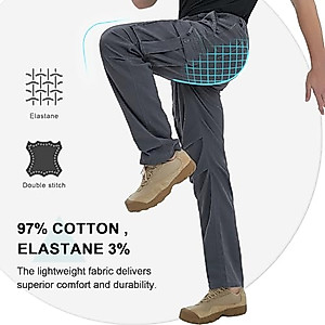 Men's Cargo Pants Casual Cotton Elastic Waist Work Pants Military Combat Tactical Cargo Pants with 7 Pockets,Dark Gray 2XL