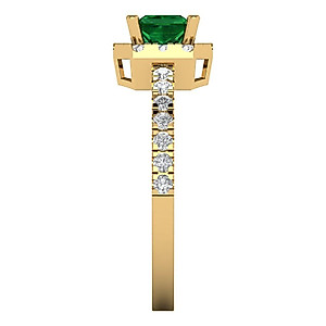 Clara Pucci 1.5 ct Princess Cut Solitaire W/Accent Emerald Art Deco Bridal Wedding Statement ring 18K Yellow Gold Size 4.5