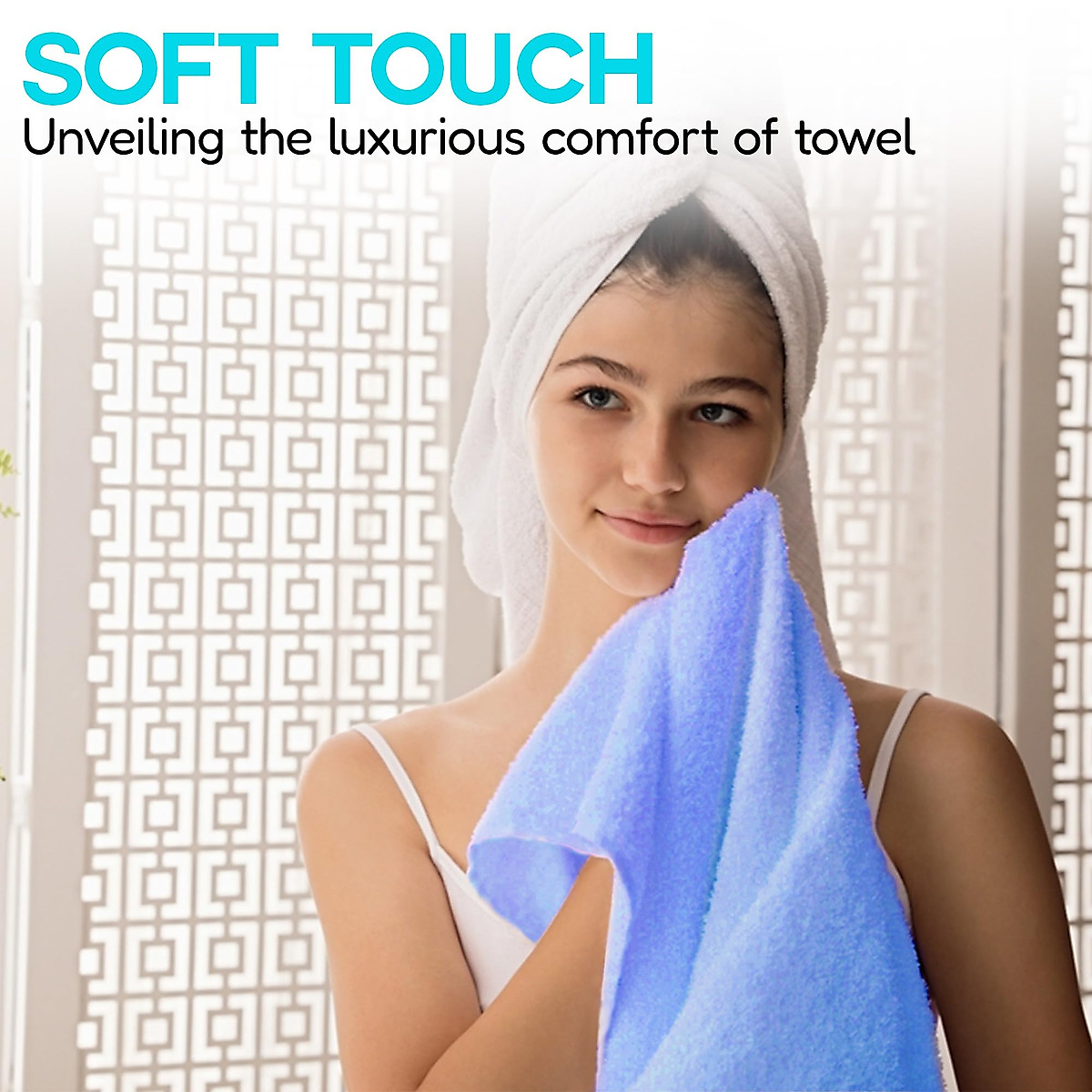 QUBA LINEN 6 Pack Premium Hand Towels Set, (16 x 28 inches) Cotton, Ultra Soft and Highly Absorbent Towels for Bathroom, Gym, Shower, Hotel, and Spa