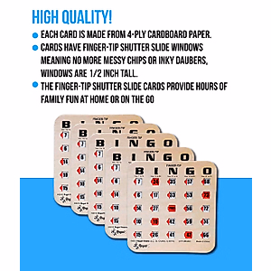 Regal Bingo Bulk Bingo Cards with Sliding Windows - Reusable Large Print Bingo Game Cards for Adults Large Group - 10 Pack, Woodgrain