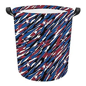 USA Patriotic Camouflage Large Laundry Basket Hamper Bag Washing with Handles for College Dorm Portable