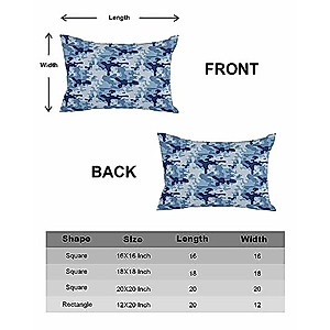 Throw Pillow Covers Set of 2, Lumbar Pillow Case Blue Camouflage Cotton Linen Rectangular Cushion Case Pillowcase for Couch Sofa Living Room Bedroom Decorative, 12 x 20 Inches