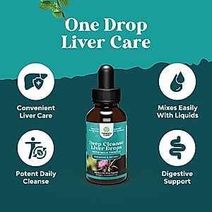 Liver Support Milk Thistle Tincture - Liquid Herbal Supplement with Artichoke Extract for Liver Cleanse Detox & Repair - Liver Detox Cleanse Drops with Dandelion Turmeric and Ginger