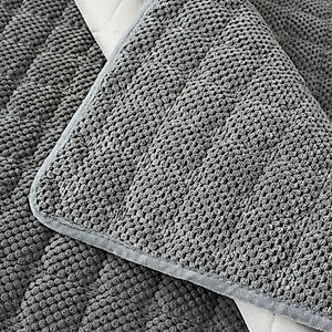 vctops Soft Corduroy Sofa Couch Cover, Plaid Sectional Couch Covers, Non-Slip Sofa Slipcover for Dogs Cats Kids(Light Grey,28"x28")