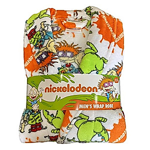 Nickelodeon Rugrats SUPER PLUSH Full-Length Long Sleeve Fleece Wrap Robe with Reptar, Tommy and Chuckie, One size Fits all