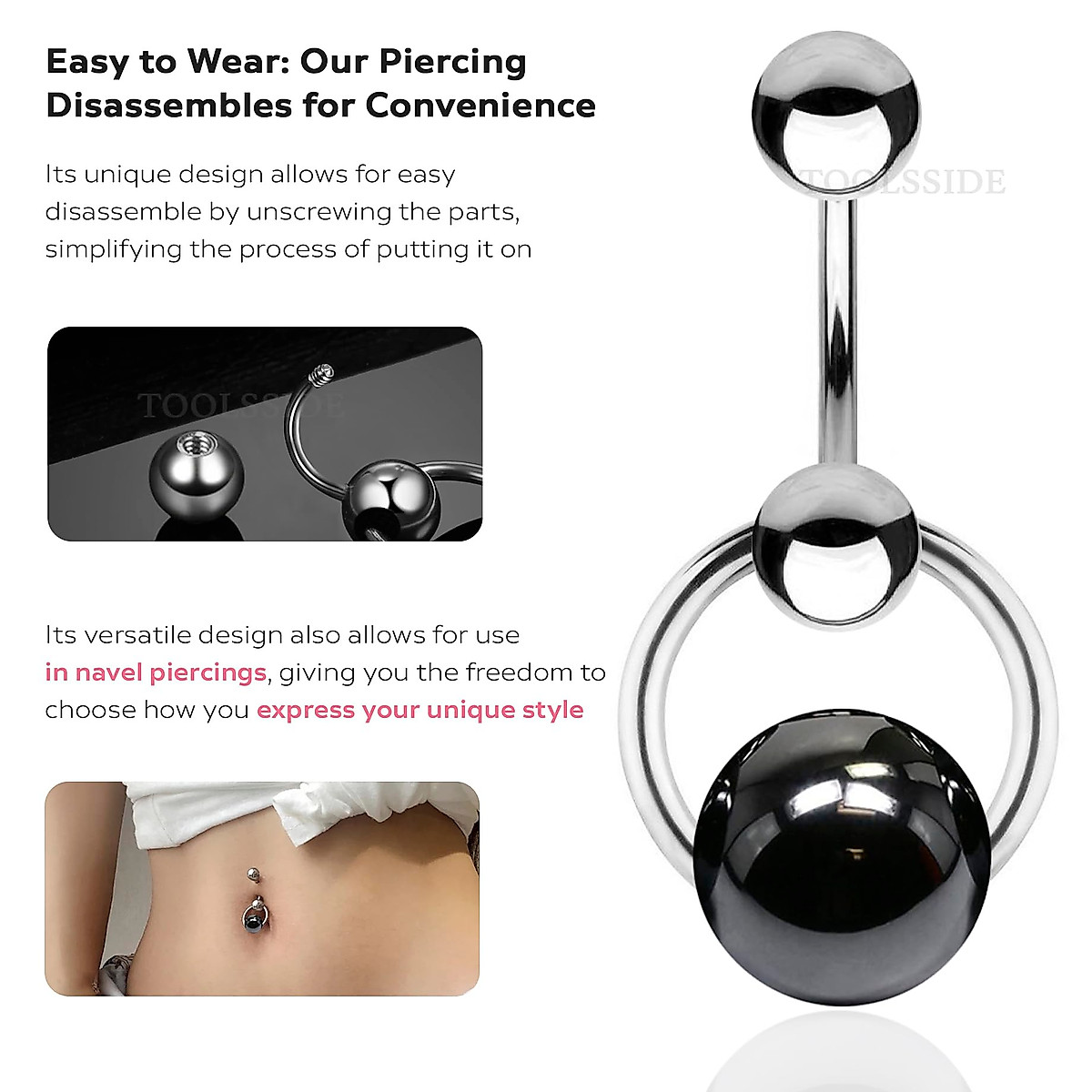 TOOLSSIDE Vch Piercing Jewelry- Vertical Hood Piercing Jewelry for Women 14G Surgical Steel Piercings for Genital Piercing