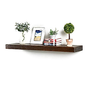 WELLAND Colin 10" Deep Floating Shelves Rustic Wall Shelf Wall Mounted Wooden Shelves (Walnut, 48X10X2.75 inch)