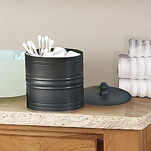 nu steel Swab/Cotton Container Bogart Canister Jar with Lid for Cosmetics and Makeup Storage, Bathroom, Countertop, Desk, and Vanity, Oil Rubbed Bronze