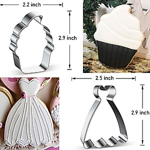 Tea Cookie Cutter Set, 5 Pieces Teapot Teacup Cookie Cutters Kit Stainless Steel Metal Cupcake and Princess Dress Molds Cutters for Tea Party Cake Decorations