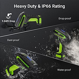 Tera Barcode Scanner Wireless 2D QR with Stand: Pro Version Battery Level Indicator 2500mAh Industrial Grade Bar Code Reader Works with Bluetooth 2.4G for Windows Mac Android iOS 8100 Pro Green