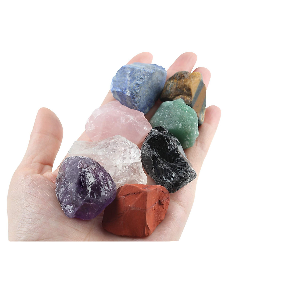 vuUUuv Chakra Stones Set -Natural Rough Raw Stone Reiki Healing Crystals for Healing, Meditation, Chakra Balance or Ritual（ Rough*8 pcs）