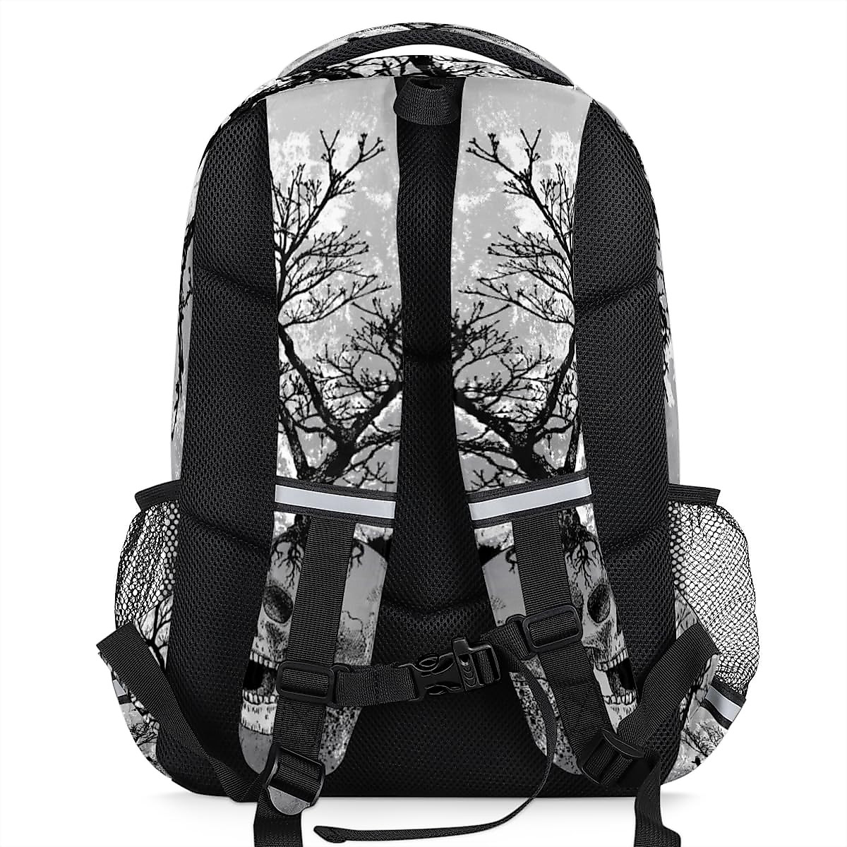 YoCosy Black Bird Grey Gothic Skull Tree Backpack School Bookbag Laptop Purse Casual Daypack for Teen Girls Women Boys Men College Travel