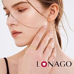 Name Ring Personalized, Custom Name Chain Ring Initial Letter Stacking Ring Gift for Women (Yellow Gold Color, 18K Gold Plated Copper)