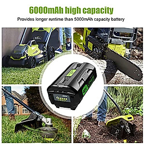ANTRobut 6.0Ah Replacement Ryobi 40V Battery and Charger Kit for Ryobi 40V Lithium-Ion Battery OP4026 OP40601 OP4050A OP4040 OP4030 OP4050 with OP401 Ryobi 40V Charger