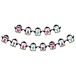 Penguin Happy Birthday Banner, Cute Penguin Inspired Birthday Sign, Penguin Bday Party Decorations