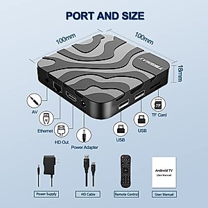 EASYTONE 2024 Android TV Box 12.0,Android Box TV 4GB RAM 32GB ROM H618 Quad-Core CPU 6K TV Box Support 2.4/5G Dual WiFi Ethernet Bluetooth 4.0 H.265 Android Smart TV Box