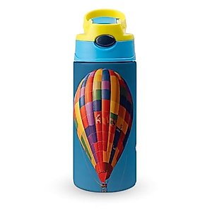 Stainless Steel Water Bottles Hot Air Balloons Travel Water Cups with Handle And Silicone Straw Drinking Cup with Leak Proof Lid Thermo Travel Mug for Women Men