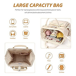 Girls Backpack for School, 15.8 Inch Laptop Backpack Cute Backpack Large Capacity Girls School Bags Multi Pockets Casual Daypack School Bag White