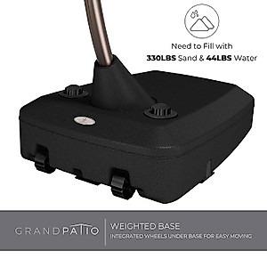 Grand patio Deluxe NAPOLI 12FT Patio Umbrella, Curvy Aluminum Cantilever Umbrella with Base, Round Large Offset Umbrellas for Garden Deck Pool(Canvas Henna, 12 FT-SUNBRELLA)