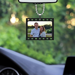 souleather Personalized Acrylic Memory Film Car Pendant, Ideal for Anniversary, Wedding, Birthday, Unisex, Circle, Handmade, Car Decoration