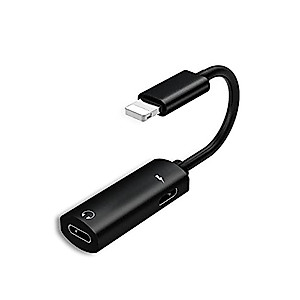 Headphone Adapter for Lightning Double to Audio Jack and Charger Earphone Charging Splitter for iPhone 11 12 Mini pro max xs xr x se 7 8 Plus for ipad air Connector Converter for Apple MFI Certified
